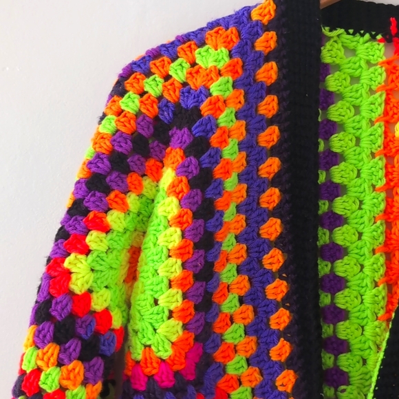 Hand Crafted | Sweaters | Handmade Crochet Neon Multicolor Cropped ...